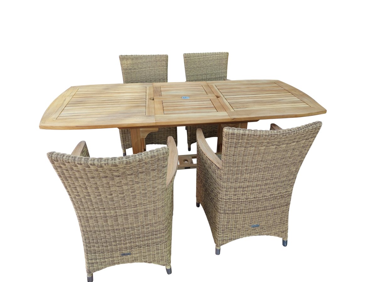 Extend boston teak havesæt - Bord med udtræksplade 180/240cm